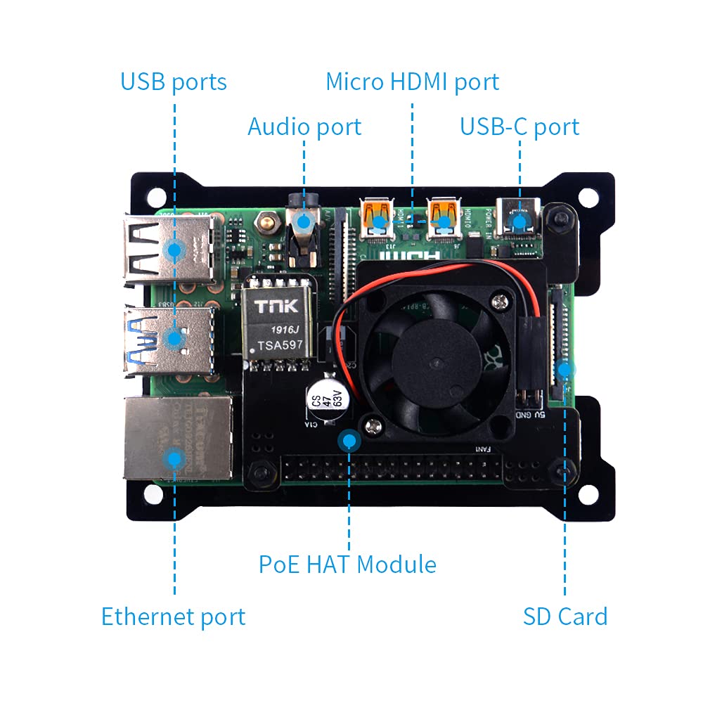 GeeekPi PoE Hat Case for Raspberry Pi 4B and PoE HAT, Acrylic Case for PoE Hat and Raspberry Pi 4B/3B+/3B/2B/B+ (Raspberry Pi and POE HAT NOT Included)