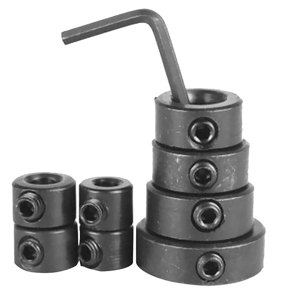 8PCS Drill Depth Stop Collars Limit Ring,1/8,3/16,1/4,5/16,3/8,7/16,1/2,5/8 Drill Depth Stop Collars Ring Dowel Shaft Chuck, Hex Wrench Woodworking for Drill Bits Consistent Drilling