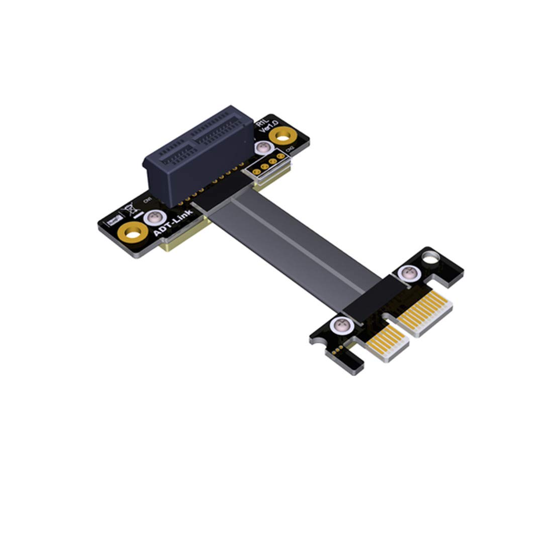 ADT-LINK 90 Degree Right Angle PCIe 3.0 x1 to x1 Extension Cable R11SL 8G/BPS High Speed PCI Express 1x Riser Card Extender Ribbon Cable (25CM)