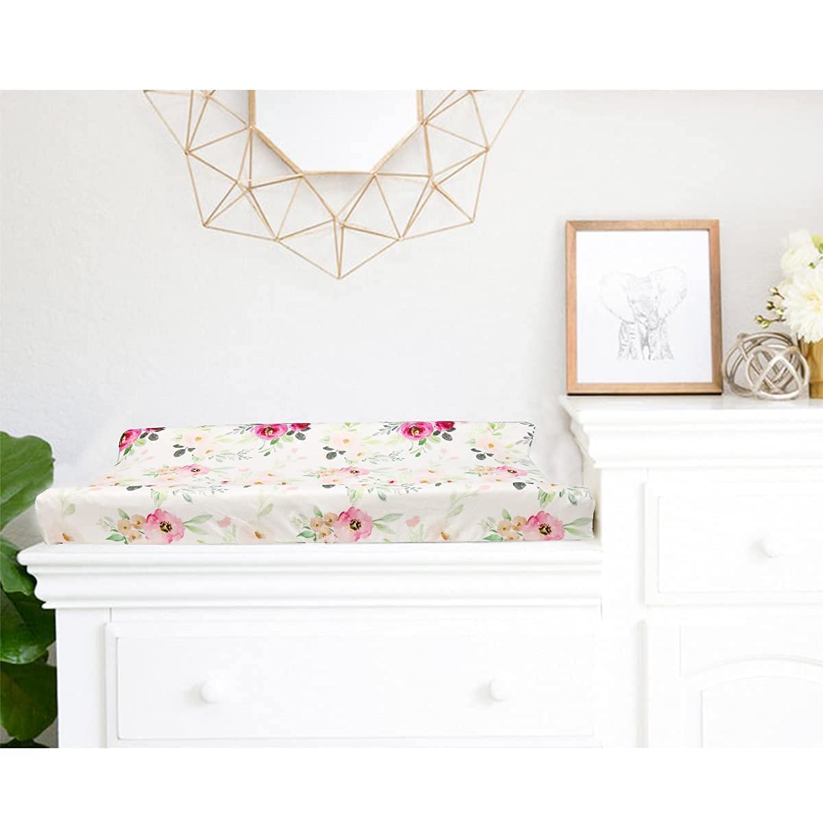 Girl Crib Sheet and Changing Pad Cover, Floral Nursery Bedding, Flower Sheets for Baby Toddler Mattress