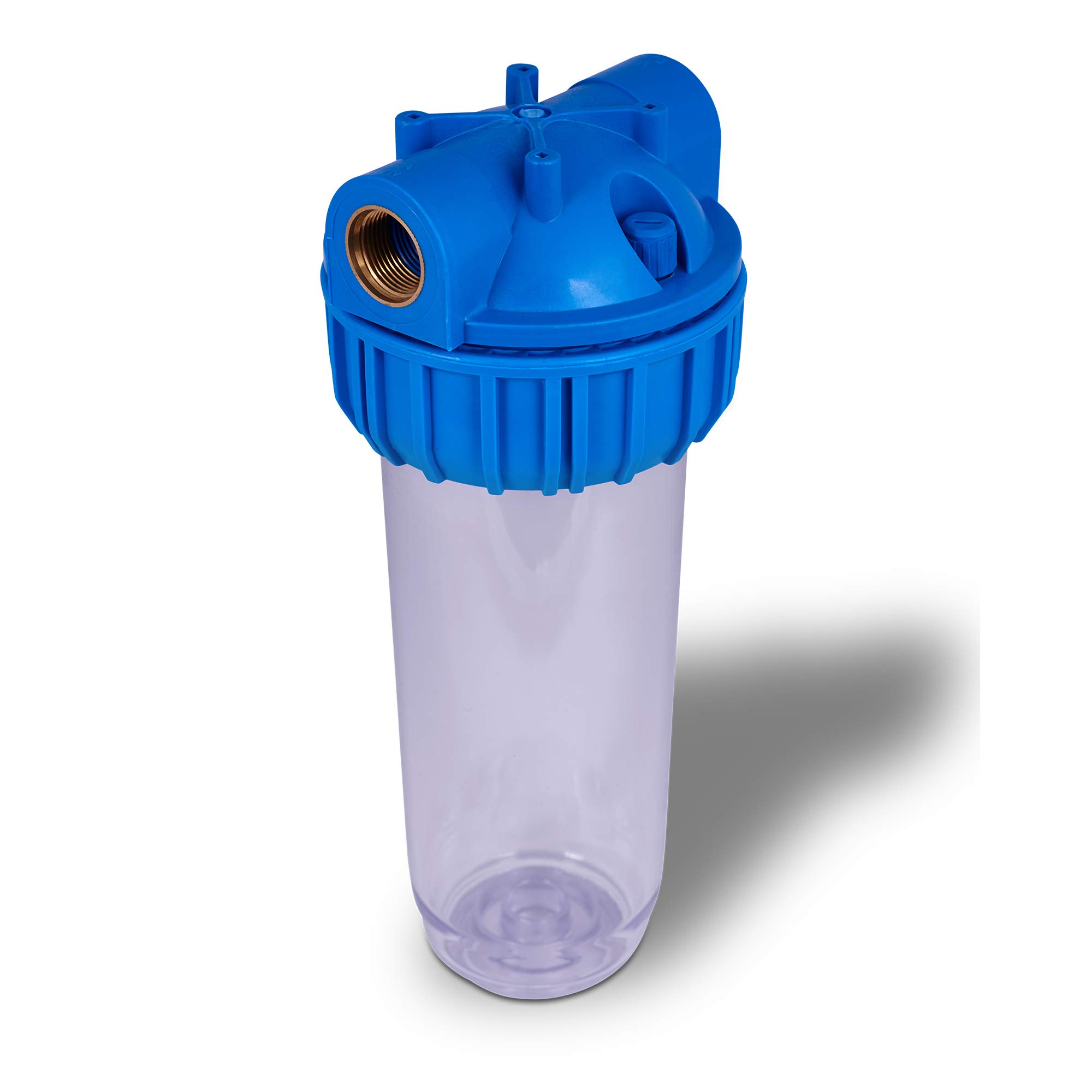 10 Inches Transparent Standard Whole House Water Filter System Presser Relief Valve, 3/4β Inlet/Outlet Brass Port & 6 Granular Activated Carbon Water Filter Cartridge