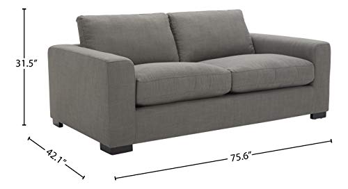 Amazon Brand - Stone & Beam Westview Extra-Deep Down-Filled Loveseat Sofa Couch, 75.6"W, Smoke