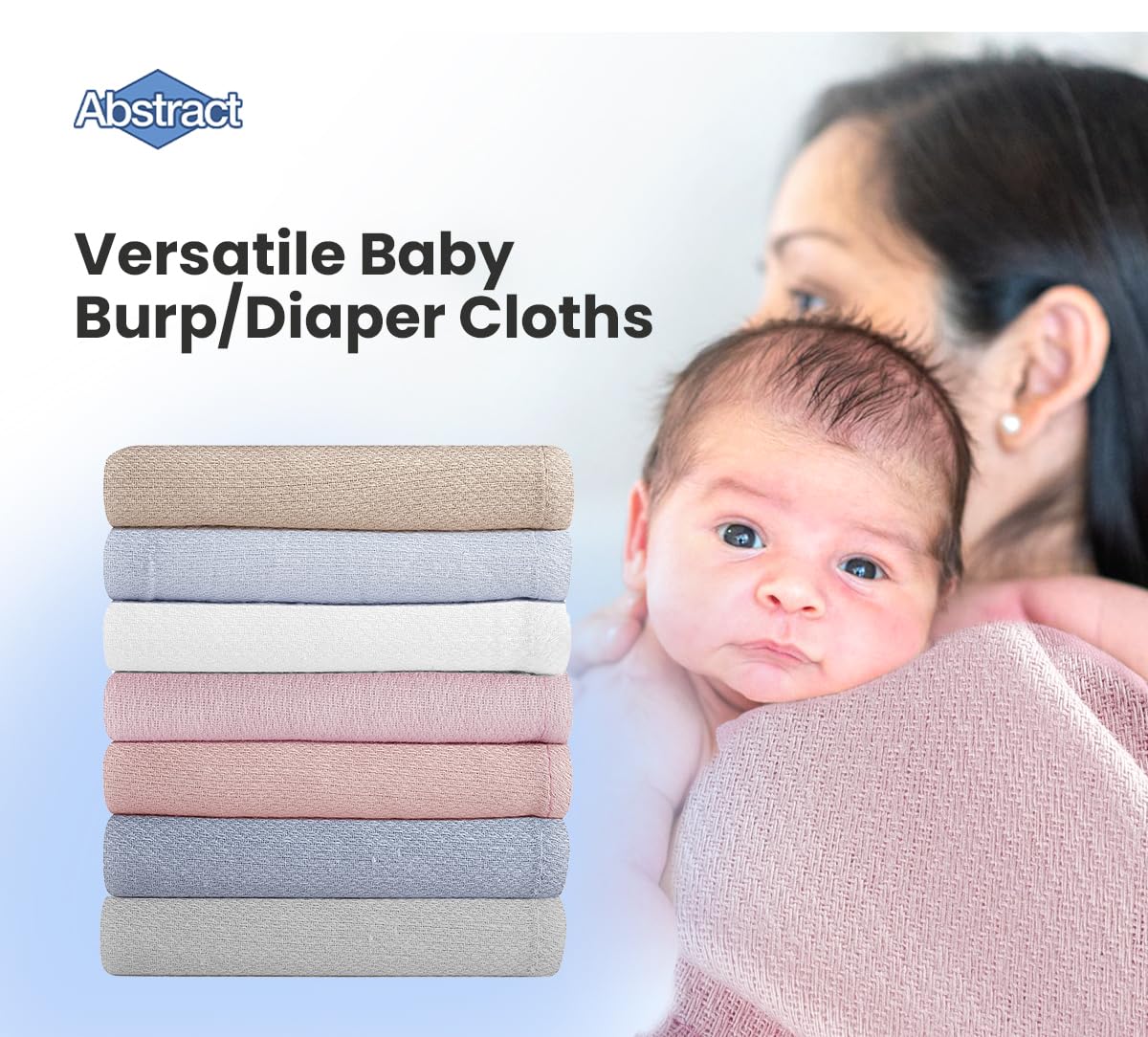 Little Pipers Deluxe 100% Natural Cotton Birdseye Cloth Diapers for Babies - Absorbent Cloth Diapers Burp Cloths - Pink - 6 Pack
