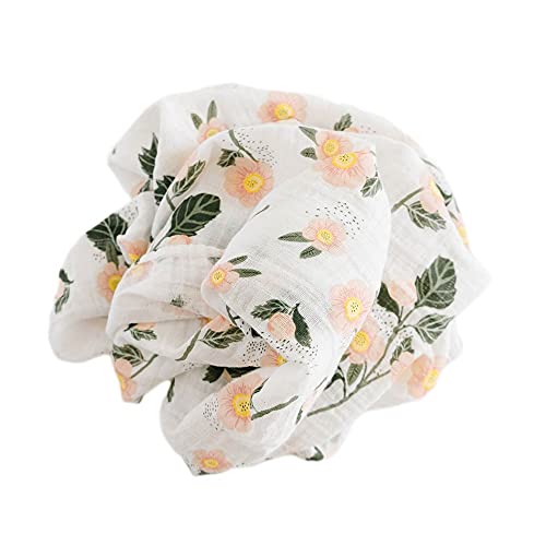 Red Rover Kids Cotton Muslin Swaddle - 47”x 47”- 100% Cotton – Machine Washable – Softer with Every Wash – Playful Designs -Soft, Breathable & Lightweight – Unisex (Blushing Bloom) RB0138