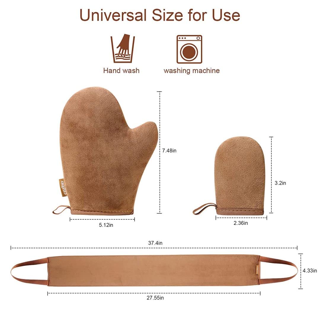 CeleCily Self Tanning Mitt Applicator - 3 in 1 Tanning Mitts Self Tanner Mitt Applicator Self Tanning Glove for Self Tan Mit Sunless Tanner Mitt Self Tanner Glove With Thumb Ultra Soft Spray Tan Mitt