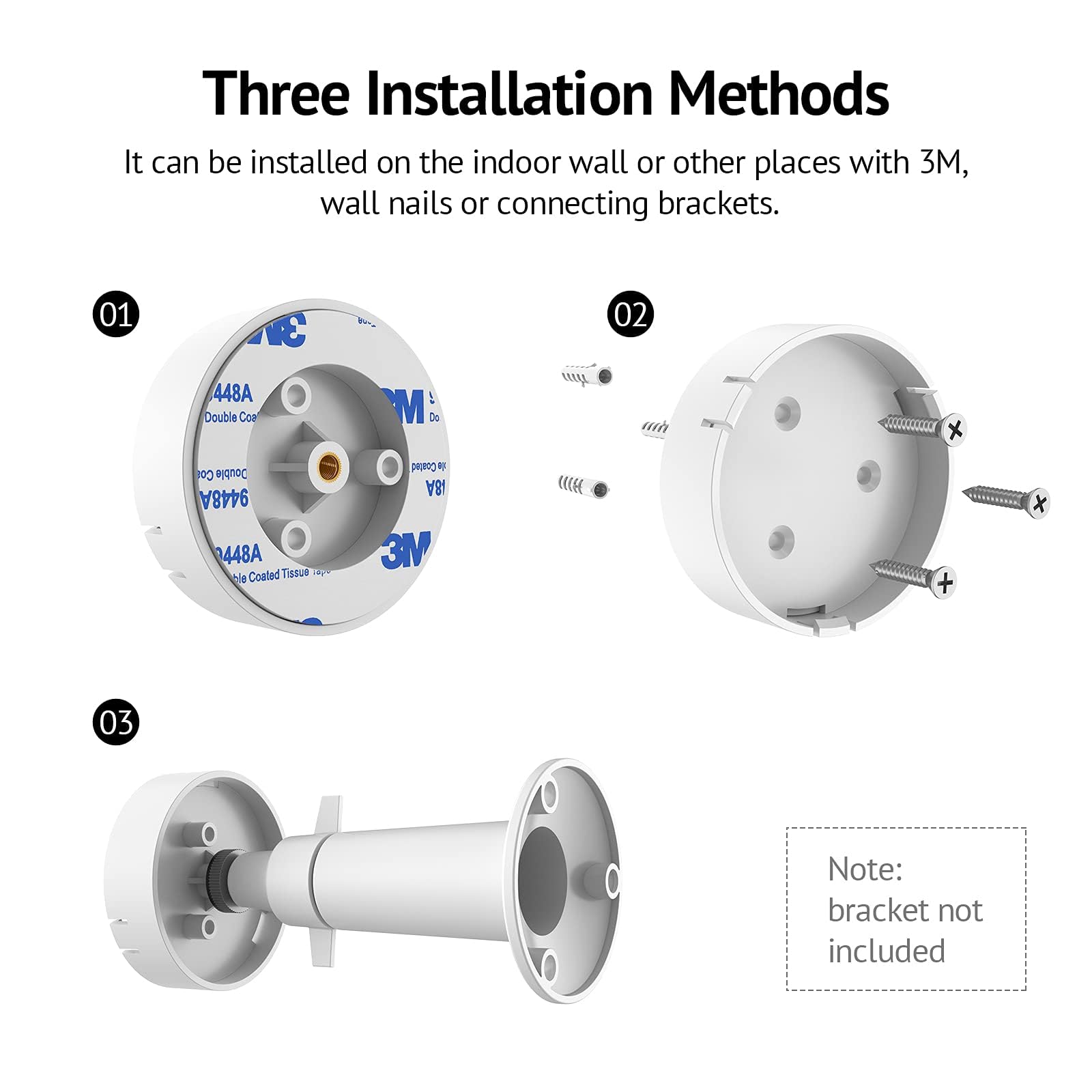 Ayotu 2 Pack Wall Mount for Blink Mini Camera, Easy Installation with Strong 3M Tape Adhesive Holder, Another Installation Methods-Screw Bracket Stand for Blink Mini (Not Including Camera), White