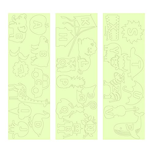 GLOPLAY ABC Playtime (62pcs/Pack), Glow in The Dark Educational Wall Stickers, The Eco-Friendly and Brightest Wall Stickers for Ceiling, Bath time, Bed Room, Party, Decor, Made in Japan