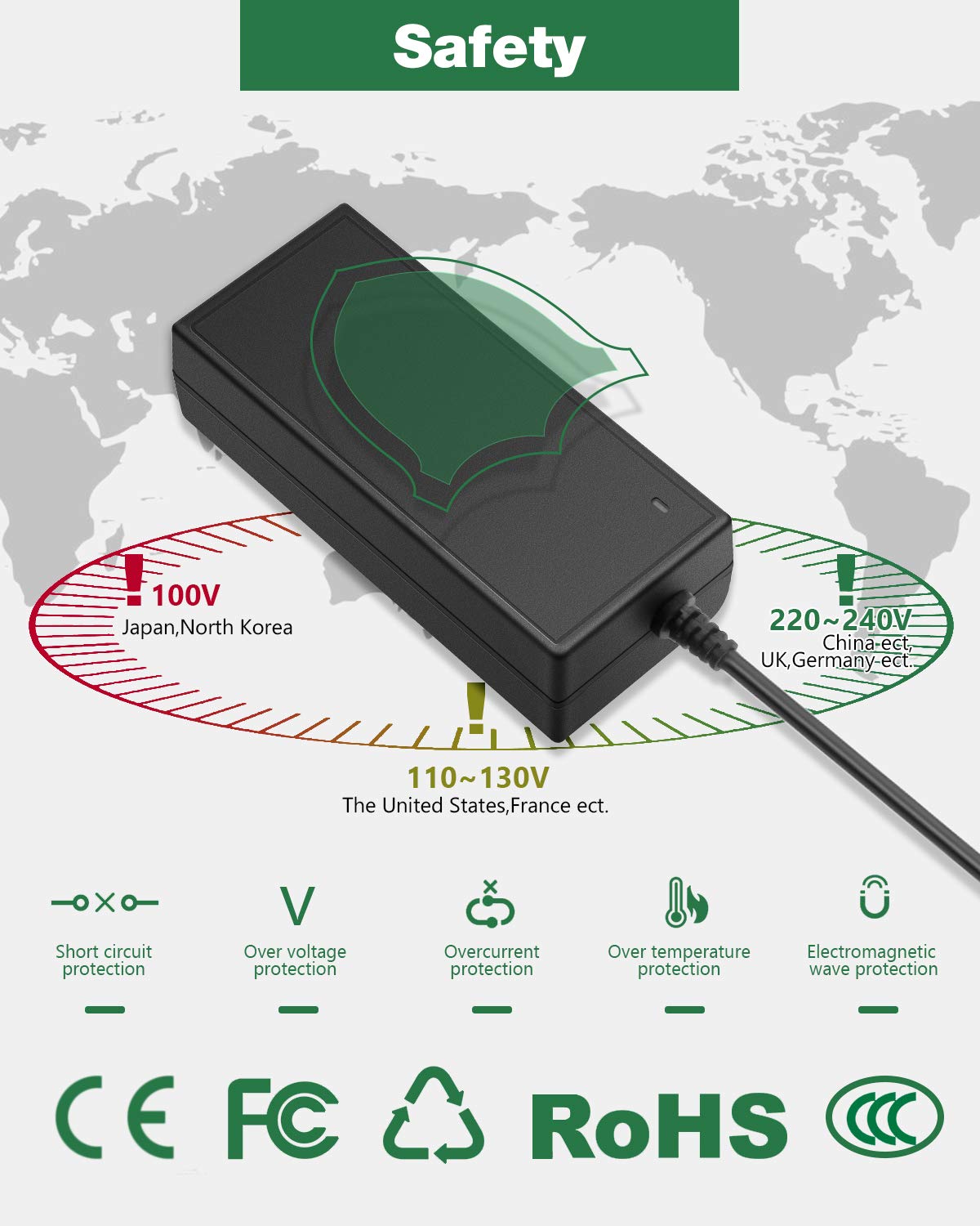 JOVNO 5V 15A Adapter, 100-240V AC to DC 5 Volt 15 Amp 75W Power Supply, 12A 10A 9A 8A Converter RGB LEDs Driver 5.5x2.5mm Tip 7.5ft Cord for Christmas Lights WS2812B WS2811 WS2813 SK6812 LED Strips