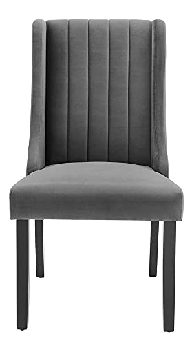 Modway Renew Performance Velvet Parsons Dining Chairs in Gray-Set of 2