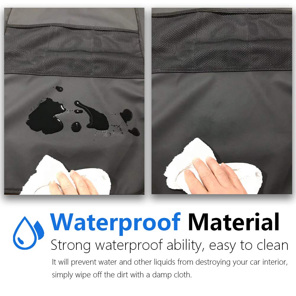 Tnarru Car Seat Protector Black Mayhour 2 Packs Waterproof Dust Resistant Child Baby Pet Leather Seats Cover with Thickest Padding and Non-Slip Backing Mesh Storage Pockets for SUV Sedan Truck (2pcs)