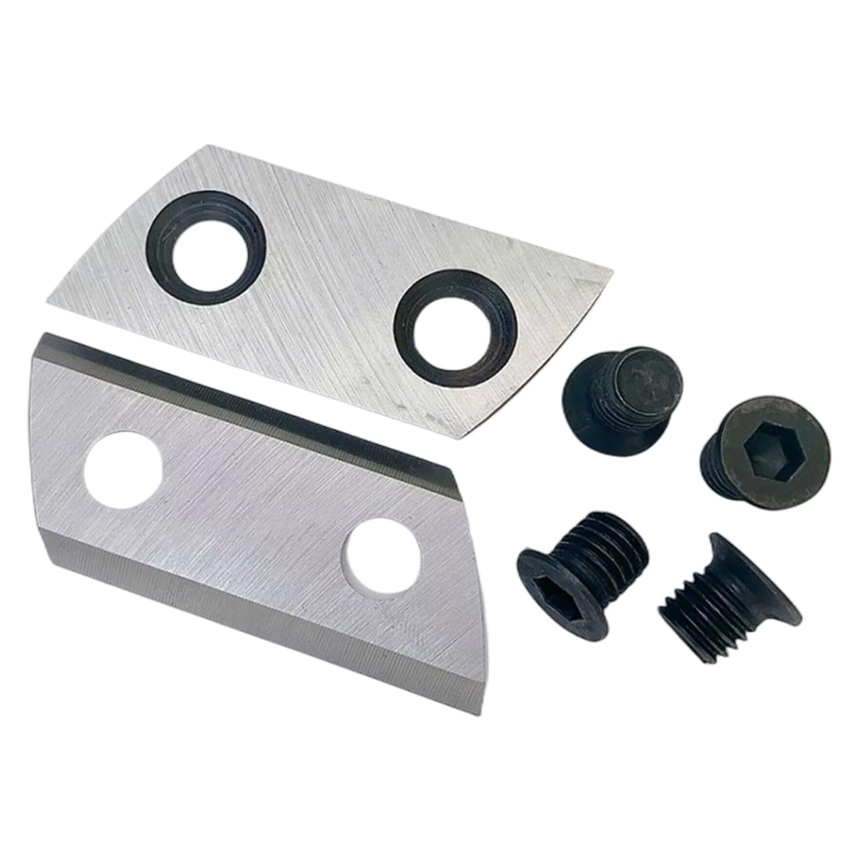 10 Sets Garden Shredder Chipper Blades (20pcs) + Screws (40pcs) Wood Chipper Knives Curved for Wood Chipper Machine Replacement Part Hole Pitch: 35mm