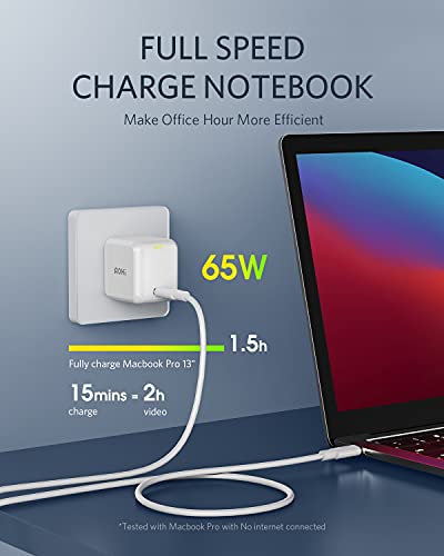 AOHI 65W PD USB C Charger, GaN+ Magcube Fast Wall Charger Power Adapter for iPhone 15/Plus/Pro/Pro Max,iPhone 14/Plus/Pro/12 Serise, Notebook MacBook Pro/Air, Galaxy S22/S21, White