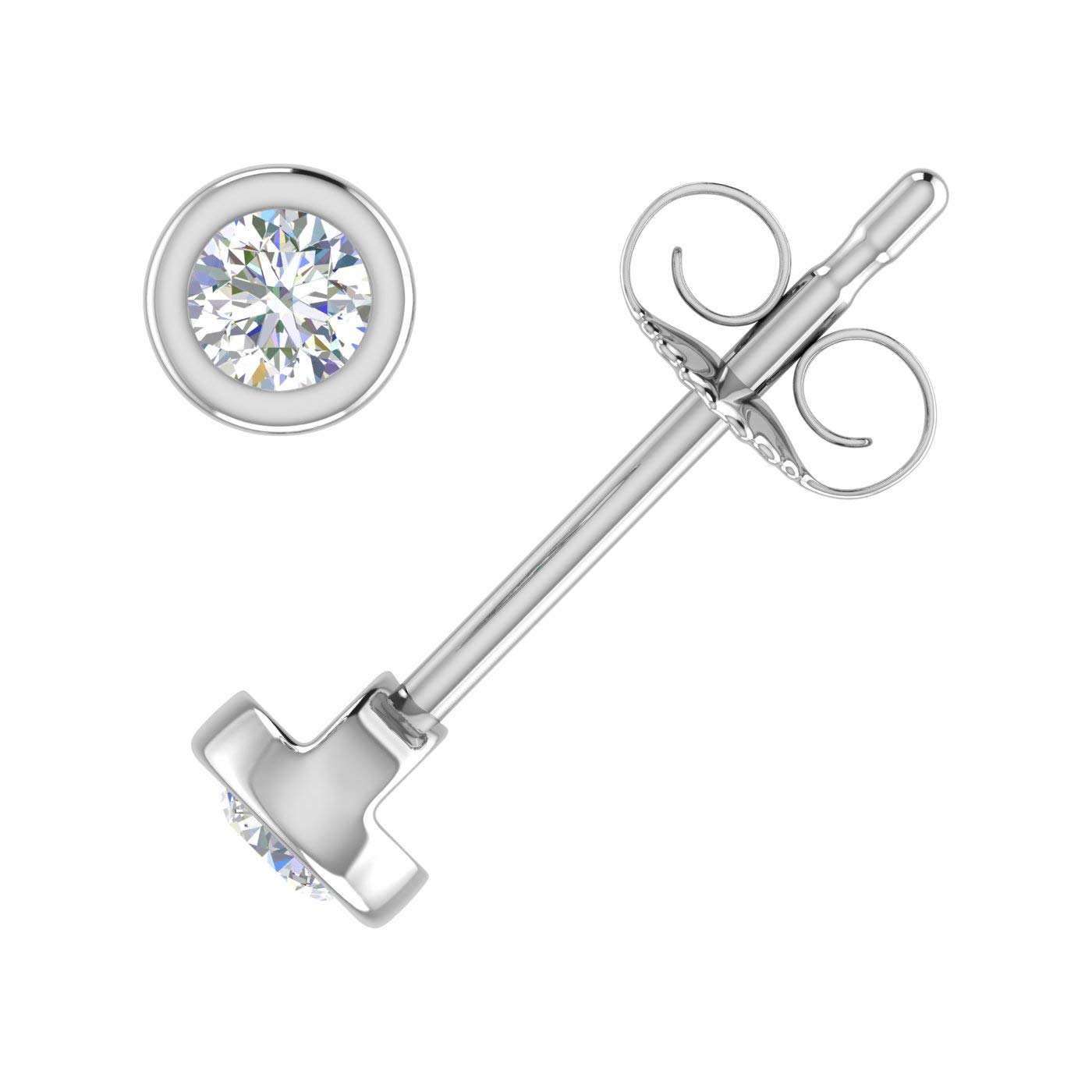 1/5 Carat Bezel Set Diamond Stud Earrings in 10K White Gold