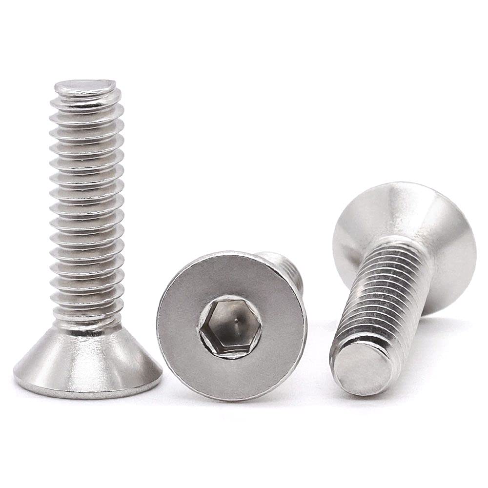 Glvaner 10-24 x 1/2" (60 pcs) Flat Head Socket Cap Screws Bolts, 304 Stainless Steel 18/8, Countersunk Head Socket Cap Screws, Allen Hex Drive, Full Thread