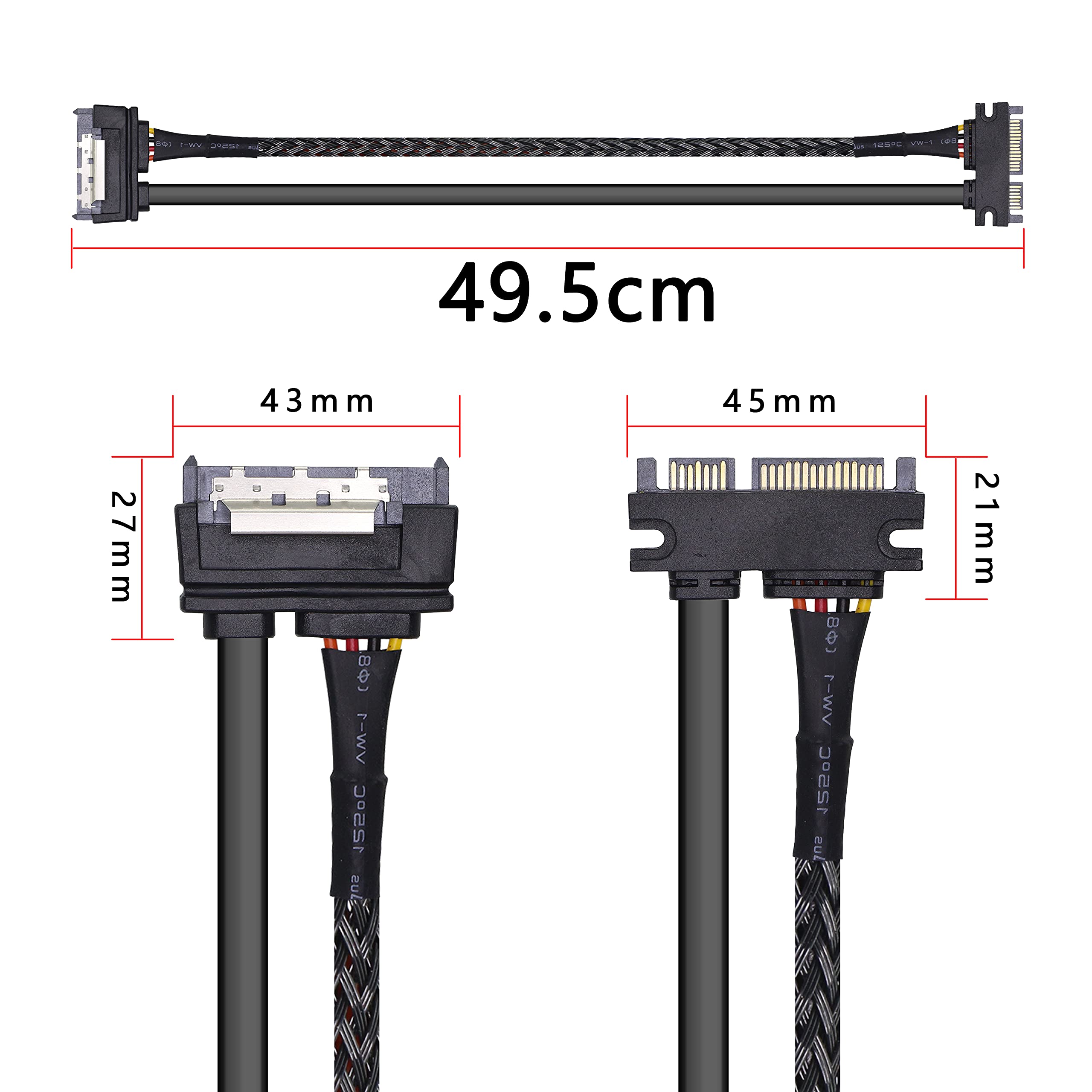 GELRHONR 22Pin SATA Power Extension Cable,22 Pin(7+15) Sata Male to Female Data and Power Combo Extension Cable with Locking Latch,for HDD,SSD,Optical Drives, DVD Burners, PCI Cards-50CM(6Gbps/s)