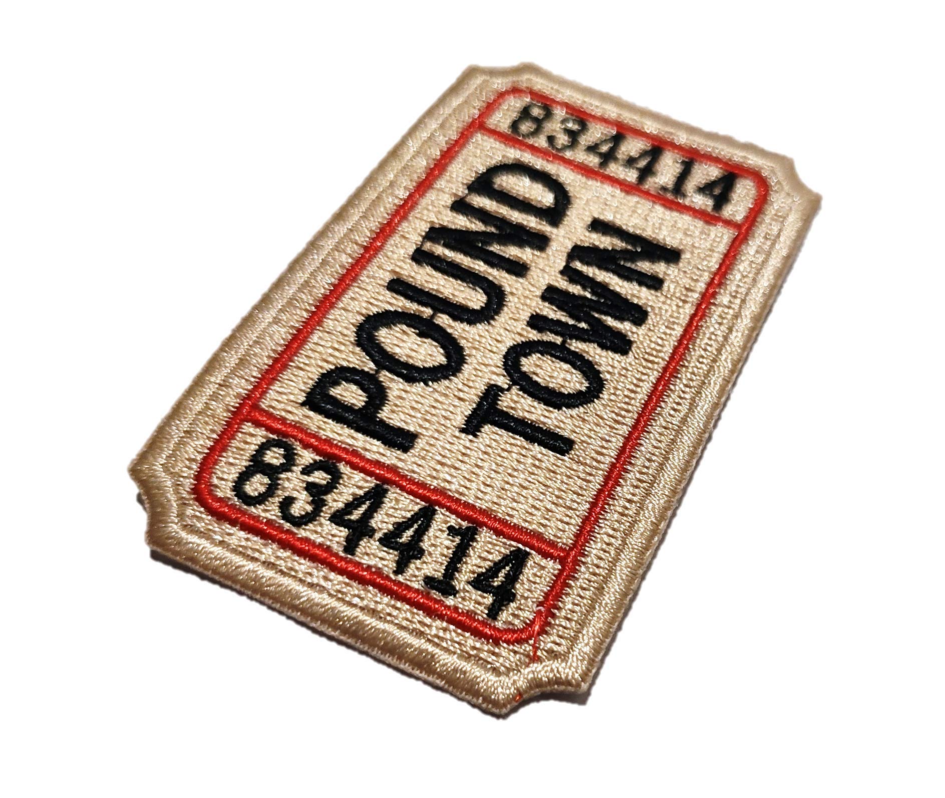 PatchClub Ticket to Pound Town Patch - Velcro Compatible/Hook and Loop - Fully Embroidered, Beige - Funny Morale, Tactical, Military Patch - Perfect for Your Tactical Army Gear, Backpack, Cap, Vest