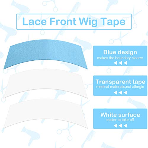 Blulu 48-Piece Lace Front Tape Wig - Double-Sided Waterproof Lace Wigs with C-Shaped Hair Pieces(Blue)