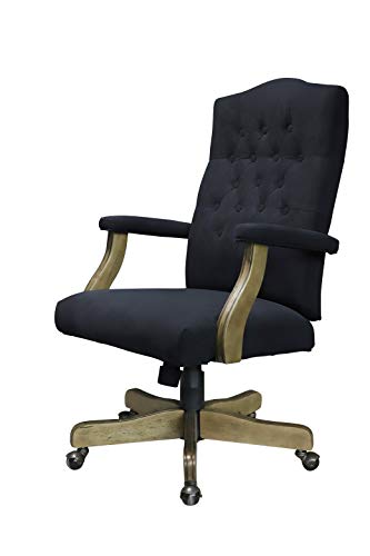 Boss Office Products Executive Black Fabric Chair with Driftwood Finish Frame (B905DW-BKW)
