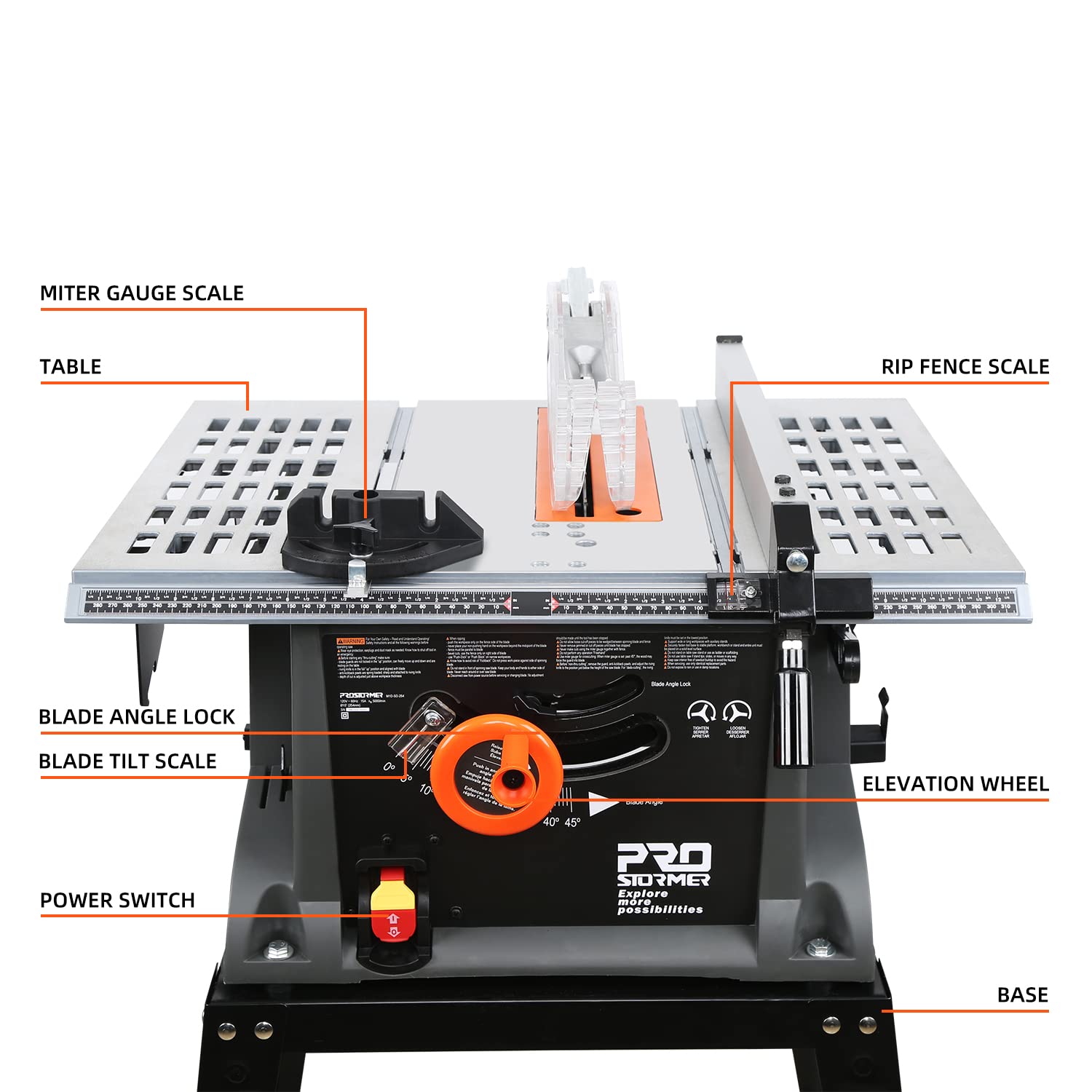10inch Table Saw w/Port for Connecting Dust Collector, Portable Benchtop Table Saw