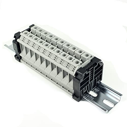 Automation Systems Interconnect ASI RAAK10N21-10 10 Gang Solar Combiner and Power Distribution Terminal Block Assembly, 24-6 AWG, 65 Amp, 600 Volt