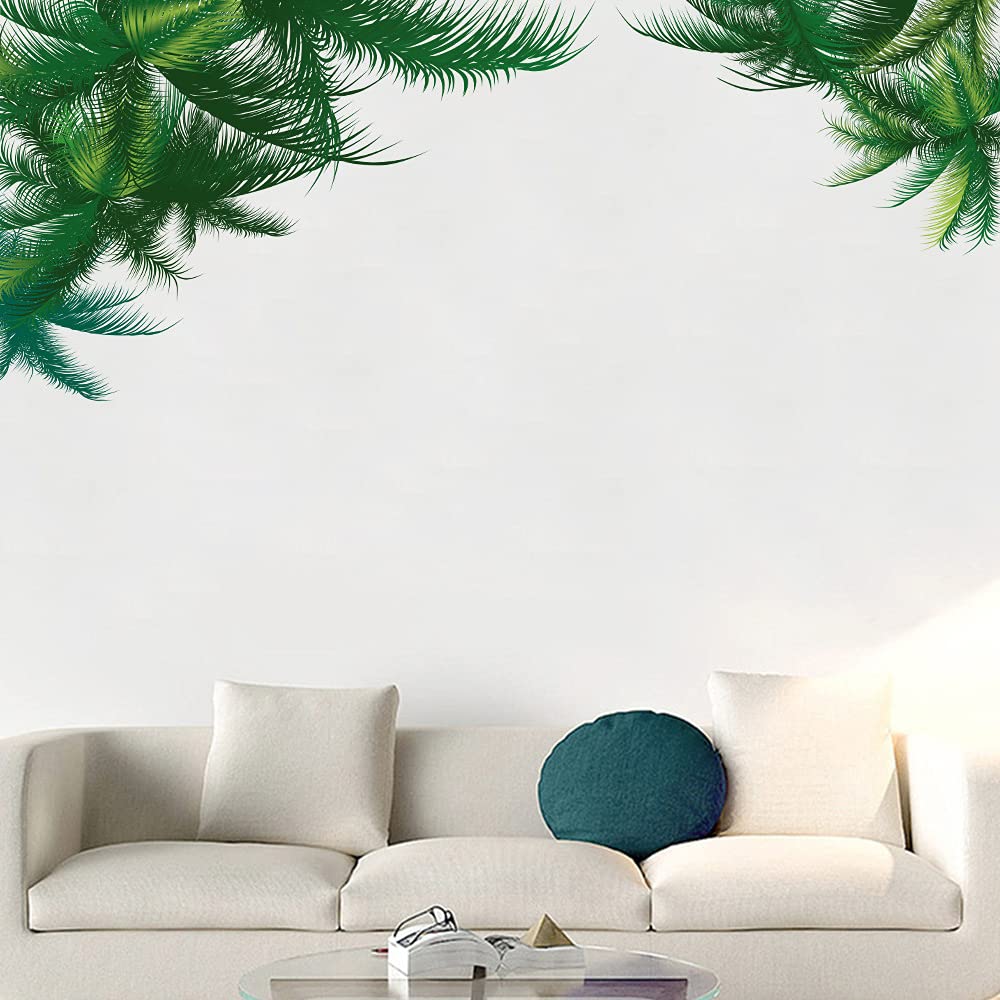 Generic Tropical Leaves Wall Decals Removable Green Palms Tree Plant Wall Stickers for Living Room Kids Room Bedroom Playroom Decor
