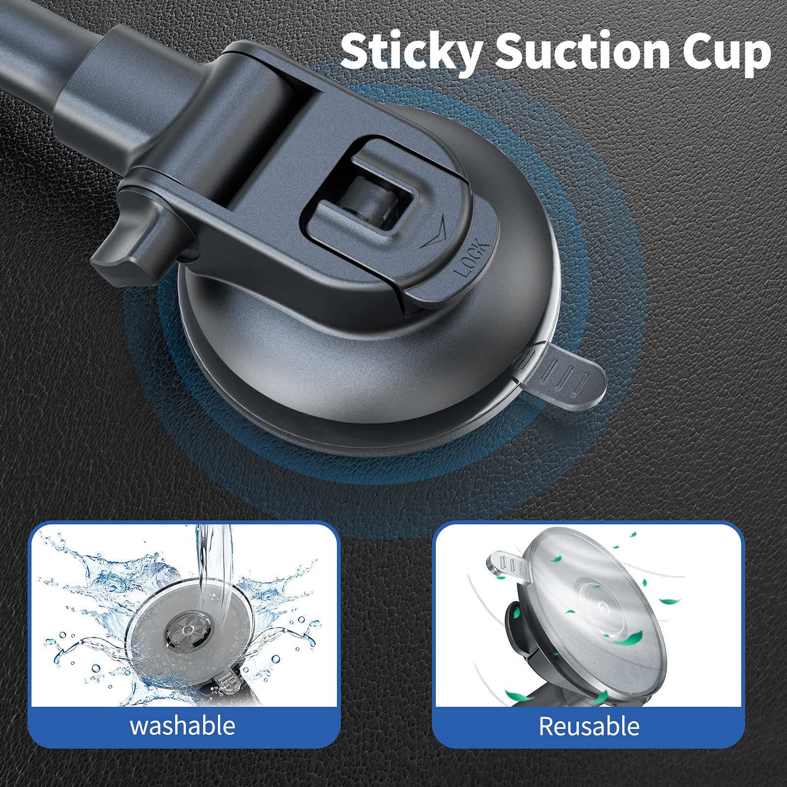 OQTIQ Tablet Holder for Car Dashboard Windshield Car Tablet Mount for Truck Strong Suction Cup Flexible Gooseneck Compatible with iPad Pro, Air, Mini, Galaxy, Fire, 4.7-13" Tablets, and 4-7" Phones
