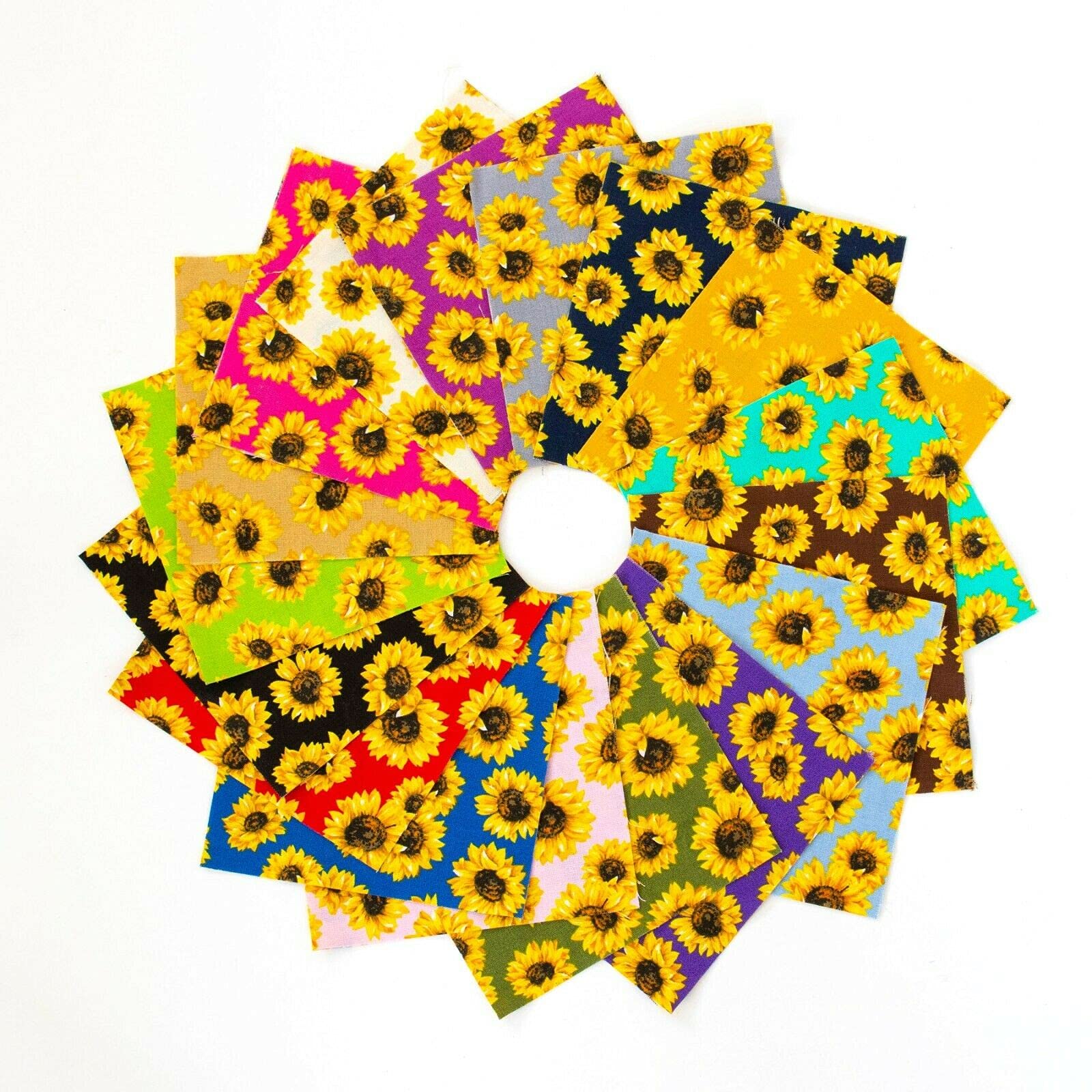 102 Piece Sunflowers pre Cut Charm Pack 5" Squares 100% Cotton Fabric Quilt
