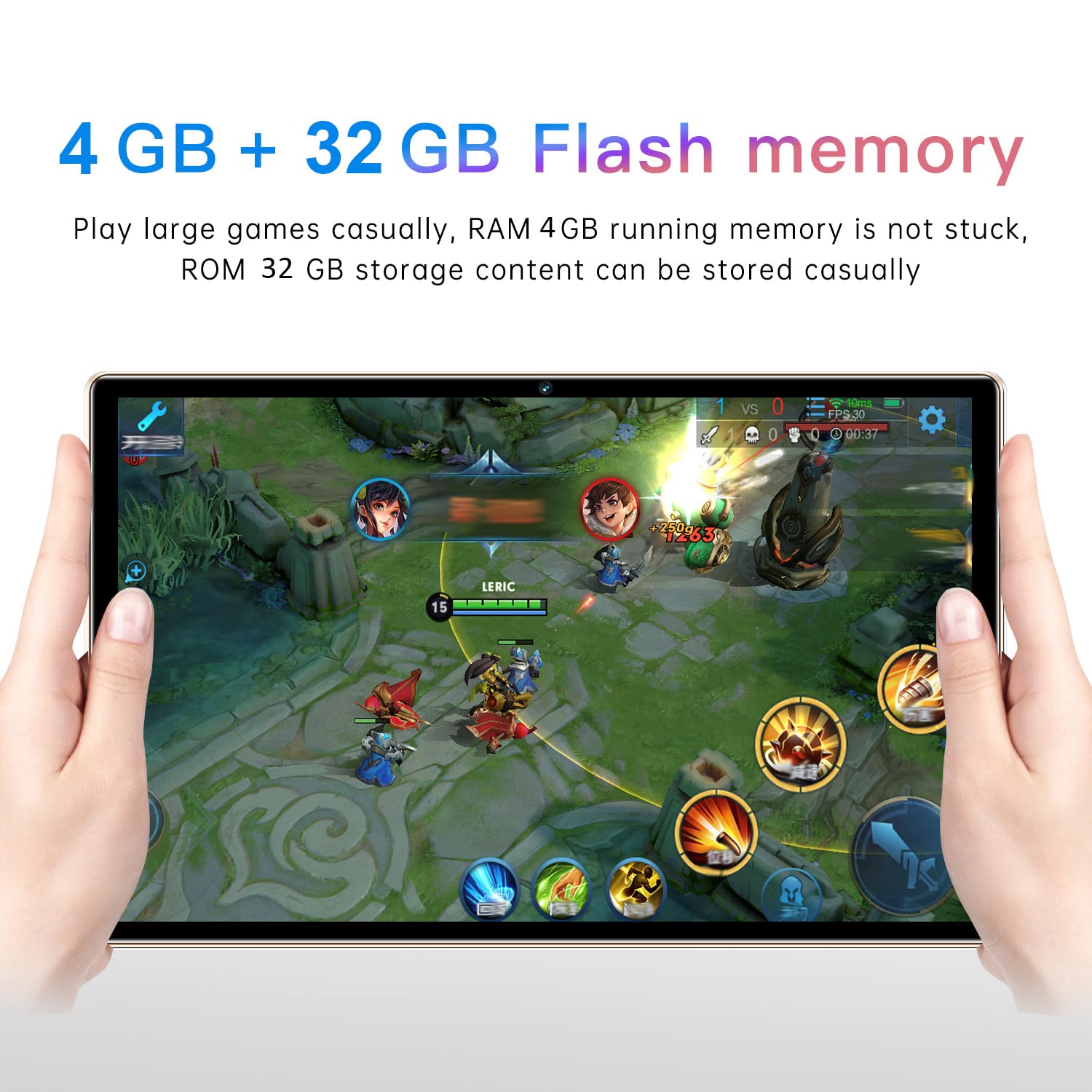 10.1 inch X12 Tablet, 4+32G Full Screen Tablets with Dual SIM Card Slots, Android 8, 1280x800 HD, WiFi, Bluetooth, GPS, 2MP/5MP Camera (Blue)