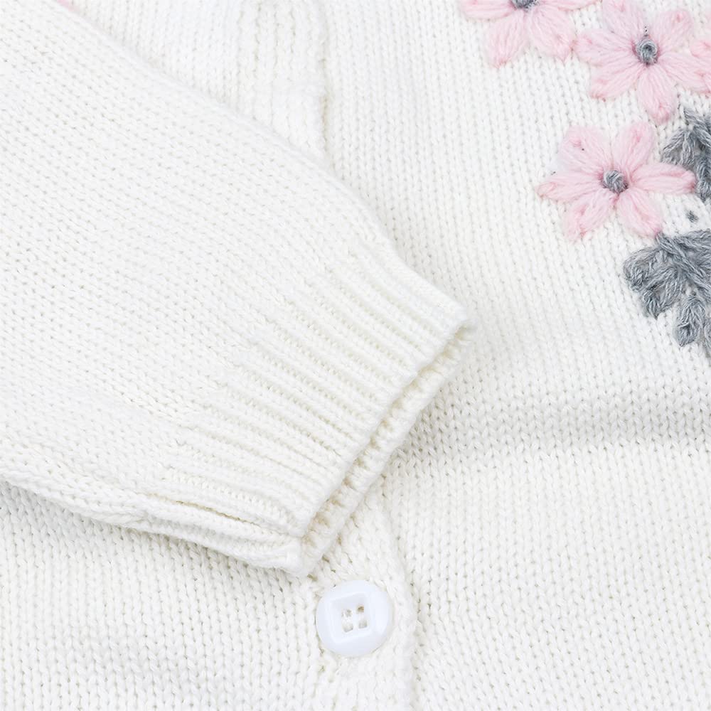 chengchuang Newborn Baby Girl Embroidered Knitted Sweater Romper Longsleeve Jumpsuit Outfit Clothes with Warm Hat Set
