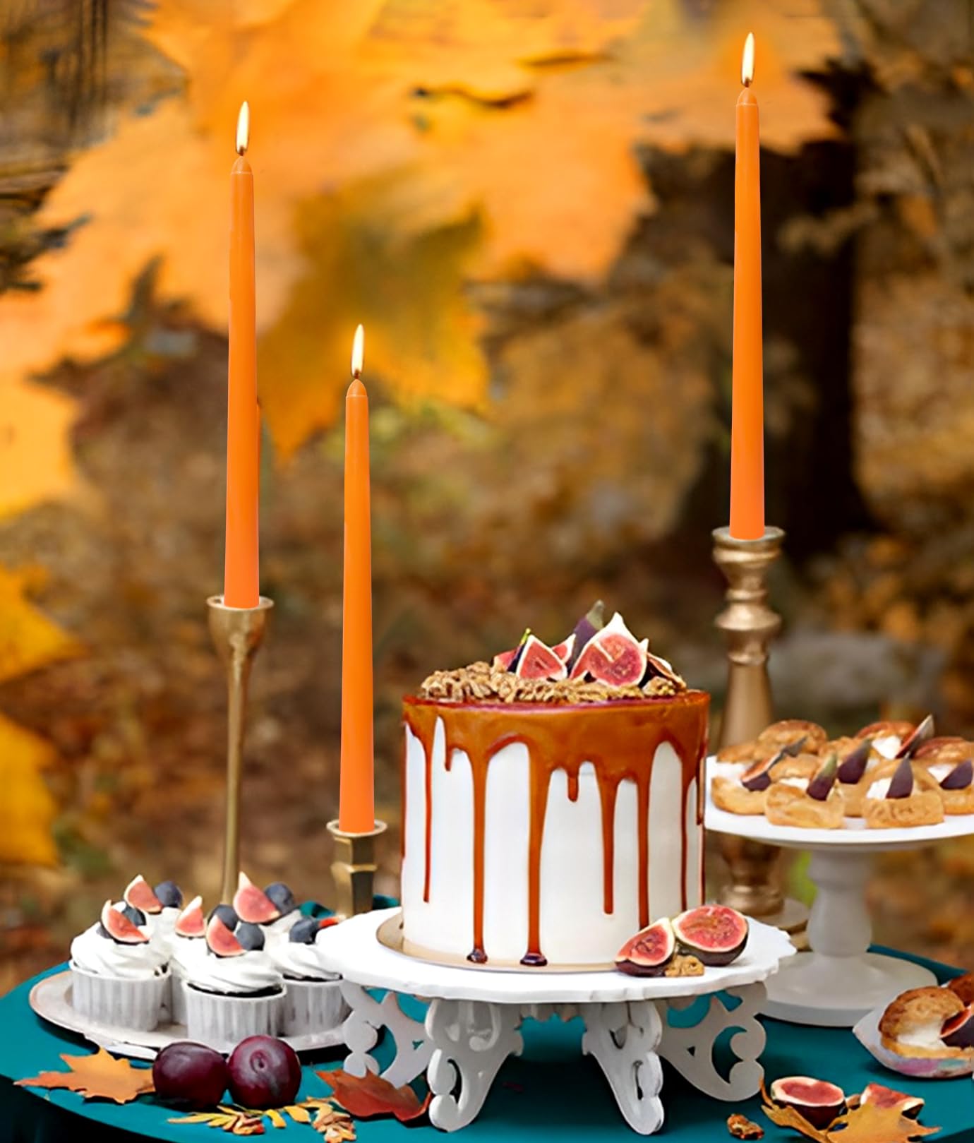 10 Pack 12 Inch Orange Taper Candles β Unscented, Dripless, Smokeless Candlesticks for Halloween, Autumn Decor, Thanksgiving, and Home Celebrations β Long Burning Dinner Candles for All Occasions