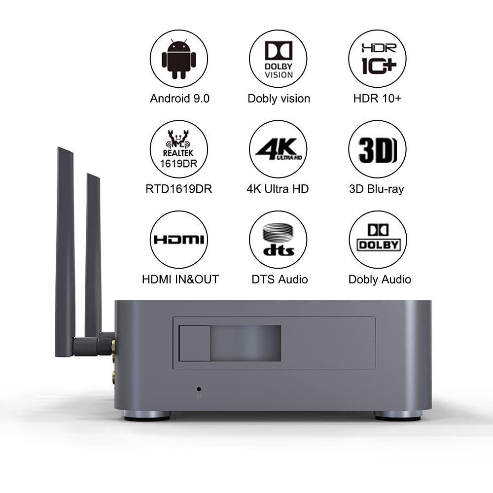 zidoo Z10Pro 4K Media Player, with Realtek 1619DR 2G+32G, HDR10+ Set Top Box, 4K HDR Android 9.0 TV Box, support Ethernet WiFi, NAS with HDD Bay up to 14TB