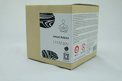 Chada Magic Rocks : Charcoal Air Deodorizer, No Chemicals,Activated Charcoal, Natural Room Odor Eliminator, Air Purifier, Neutralizer, Absorb Smoke Smell, 420 g, set of 4 rocks