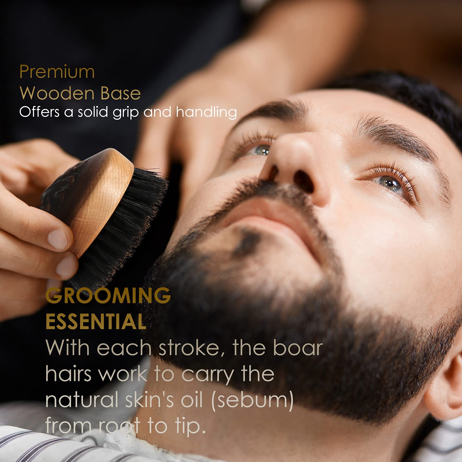 Beard Brush, BESTOOL Beard Brush Kit Boar Bristle Beard Brush for Men Wooden Mustache Brush for Daily Grooming Makes a Nice Gift for Men with Beard or Mustache