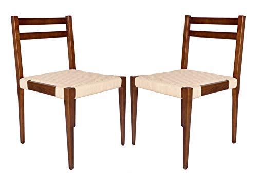 Amazon Brand β Stone & Beam Jane Mid-Century Dining Chair, Set of 2, 19.5"W, Ash Wood, Brown