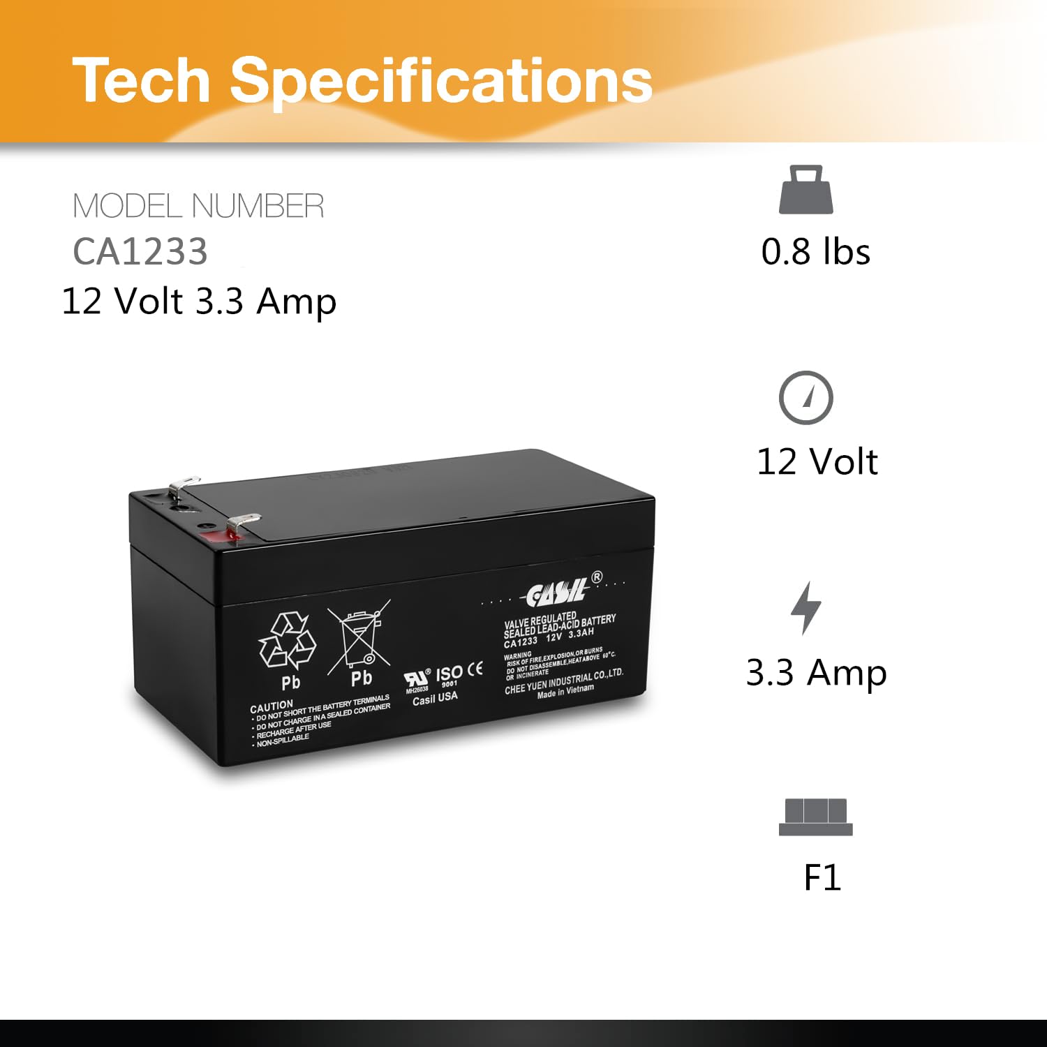 Casil 12V 9Ah F2 Terminal Replacement Battery Compatible with APC Back-UPS XS1500 XS 1500 2 Pack (12V 3.3AH RBC47)