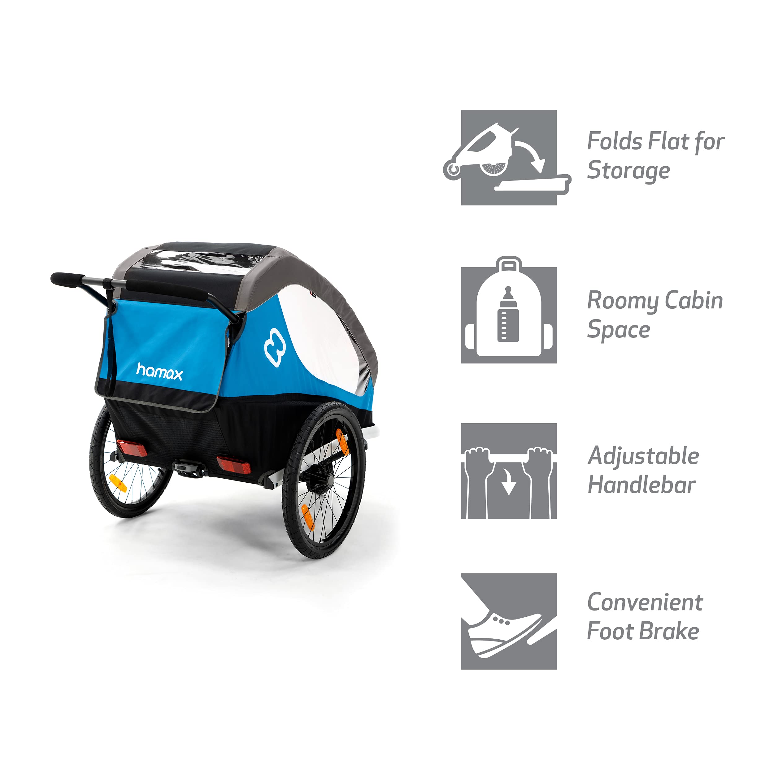 Hamax Traveller Two Seat Bike Trailer + Stroller (Black/Blue)