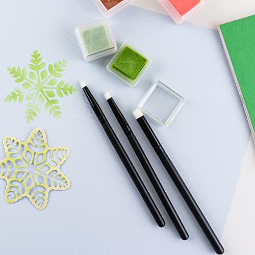 12Pcs Detailed Ink Blending Brushes for Card Making, Ink Blending Brushes Background Blender Paintbrush Art Blending Tool for Card Making Small Detailed Paint Brushes 2 KindsBrush Heads Angled/Flat