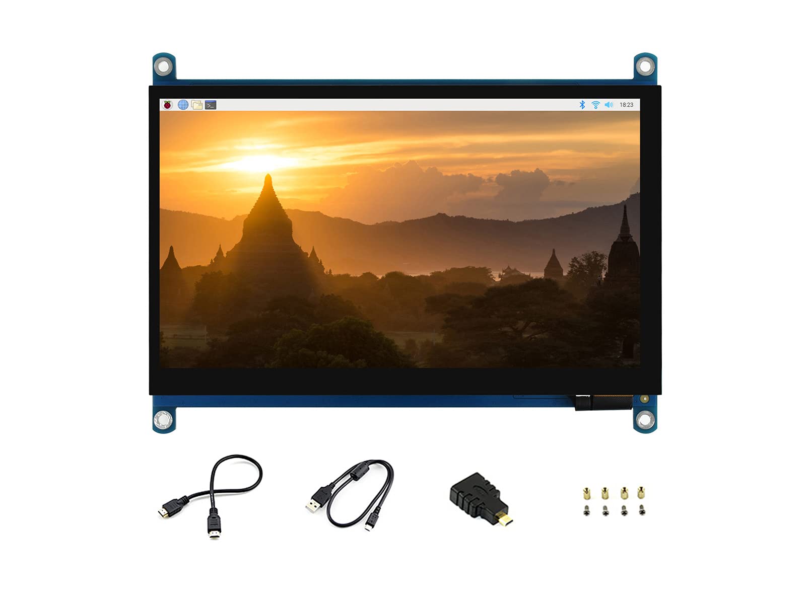 TOP1 7 inch QLED Quantum Dot Display Capacitive Touch Screen Monitor 1024×600 G+G Toughened Glass Panel for Raspberry Pi/Jetson Nano/Game Console, 7HP-CAPQLED
