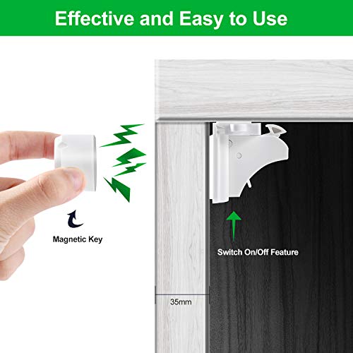 12 Pack Baby Proofing Magnetic Cabinet Locks - Safeasy Adhesive Children Safety Magnet Drawers Latches (12)