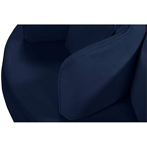 Meridian Furniture 627Navy Circlet Collection Modern | Contemporary Velvet Upholstered Roundabout Sofa with Sturdy Gold Iron Legs, 72" W x 72" D x 29" H, Navy