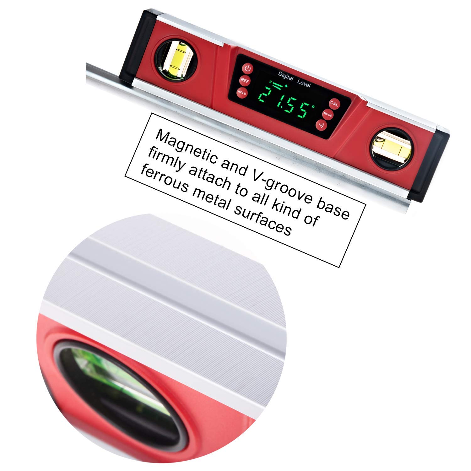10-Inch Digital Torpedo Level and Protractor | Neodymium Magnets | Bright LED Display | V-GROOVE MAGNETIC BASE | IP54 Dust/Water Resistant smart level with Carrying Bag