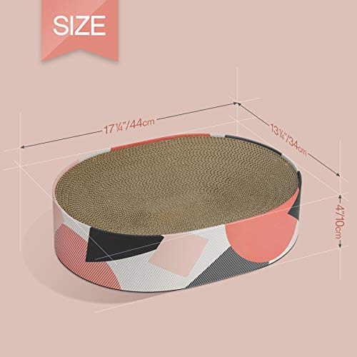 MSBC Cat Scratcher Carboard Bed Lounge Couch for Indoor Cats Oval Shape 17"x13", Kitty Cat Scratching Pad Recycle Corrugate Scratcher Long Lasting Furniture