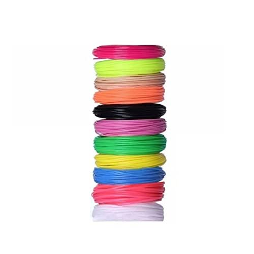 10 Colors 1.75mm PCL 3D Printer Filament Refills Low Heating for 3D Printer Pen 16.4ft Per Color