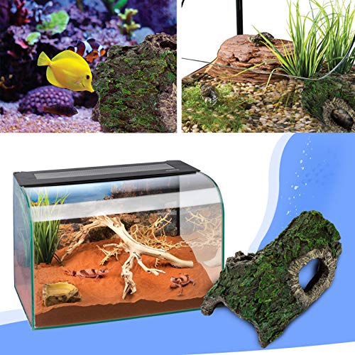 AQQA Aquarium Trunk Decoration,Resin Hideout Caves Hollow Tree Log Trunk Ornament,Driftwood for Betta Fish Reptiles Turtles (L)