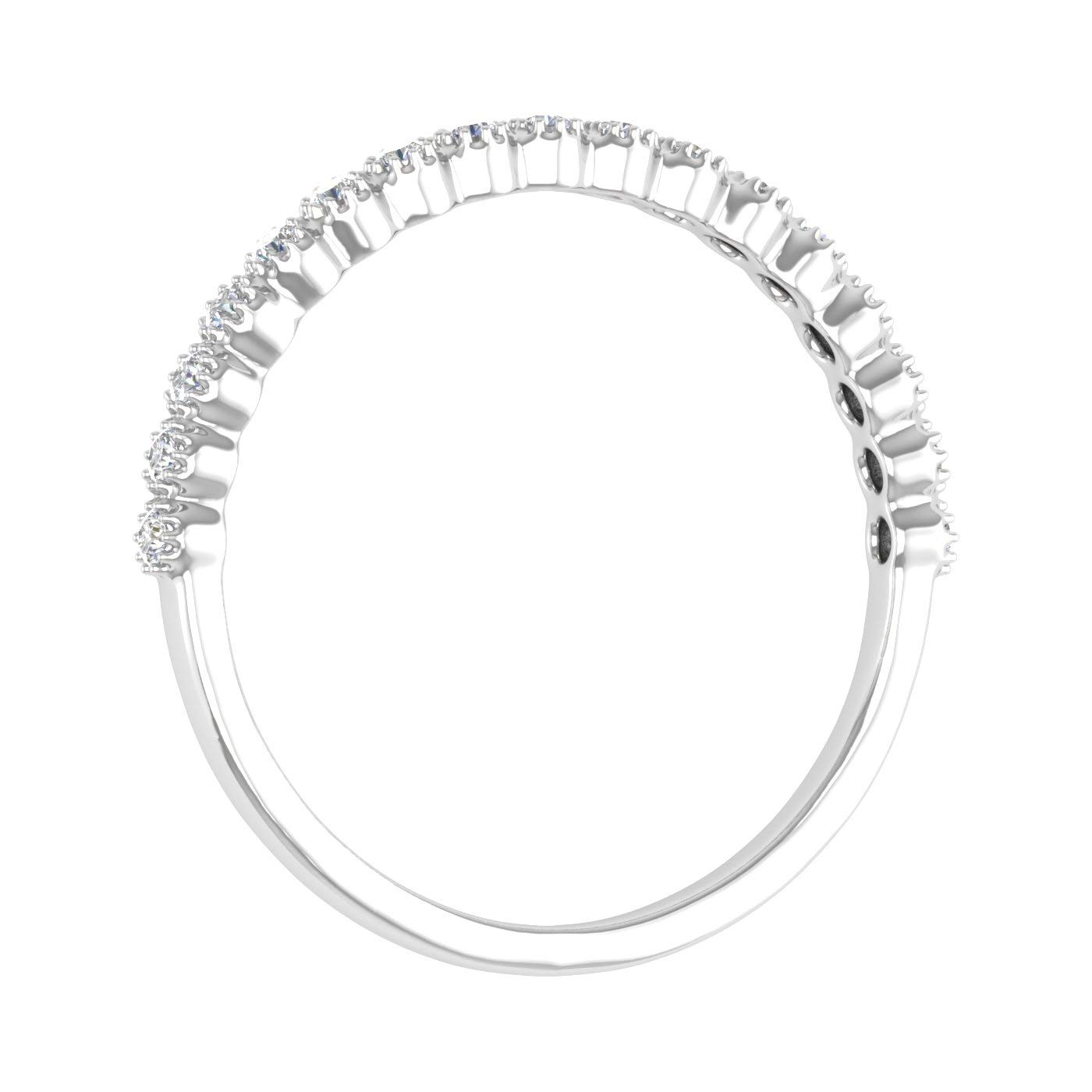 1/5 Carat Bezel Set Diamond Wedding Band Ring in 10K White Gold (Ring Size 7)