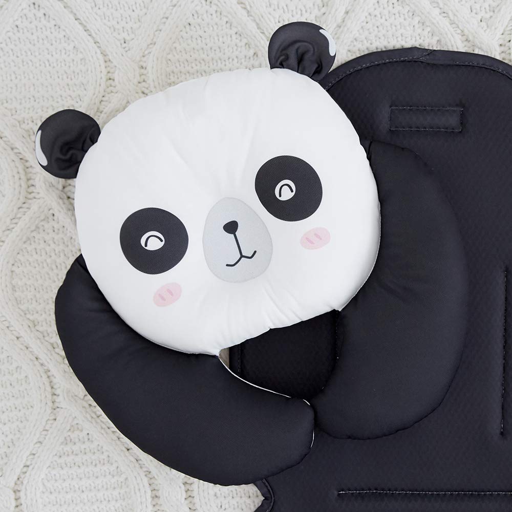 BabyMoor Baby Cooling Pad - Bear Liner Seat Pad for Car, Multifunctional Seat Stroller Insert, Breathable Pillow Head Rest, Black