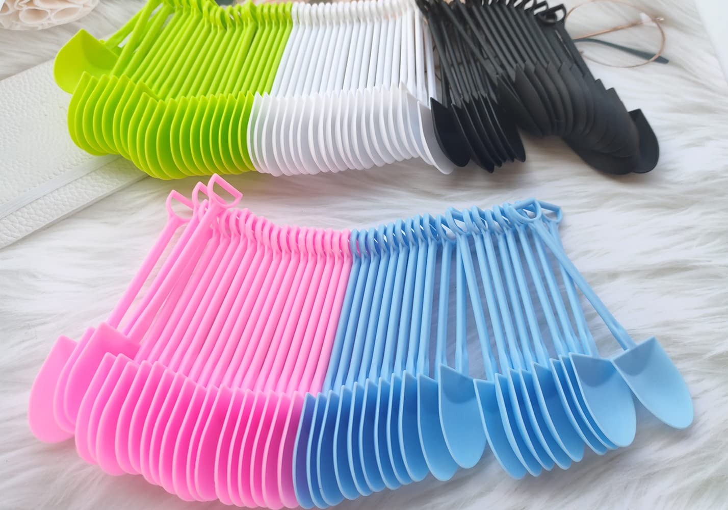 100 PCS Disposable Mini Shovel Shape Spoons, Colorful Plastic Ice Cream Shovel Spoon for Dessert Pudding Yogurt Sugar (4.8 Inch, 5 Color)