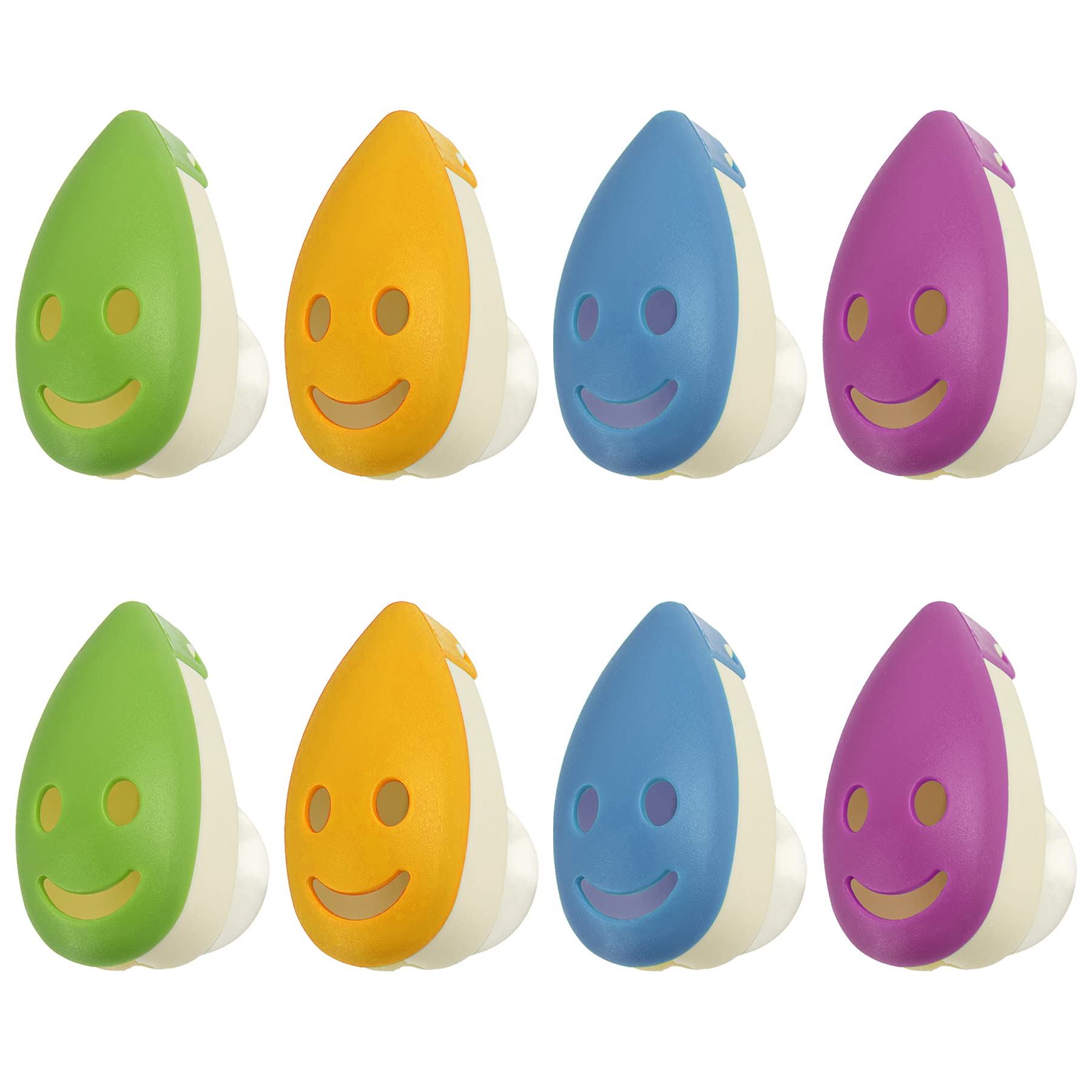 AUEAR, 8 Pack Happy Face Toothbrush Head Cover Cap with Suction Cup Cute Portable Protective Covers Case for Home Travel Outdoor Camping 4 Colors