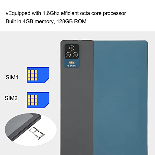 10.1in Tablet PC, RAM 4GB ROM 128GB Memory, BT 5.0, WiFi, Support 5G Dualband, Dual SIM Dual Standby, 4G Call, WiFi, 7000mah Battery Tablet