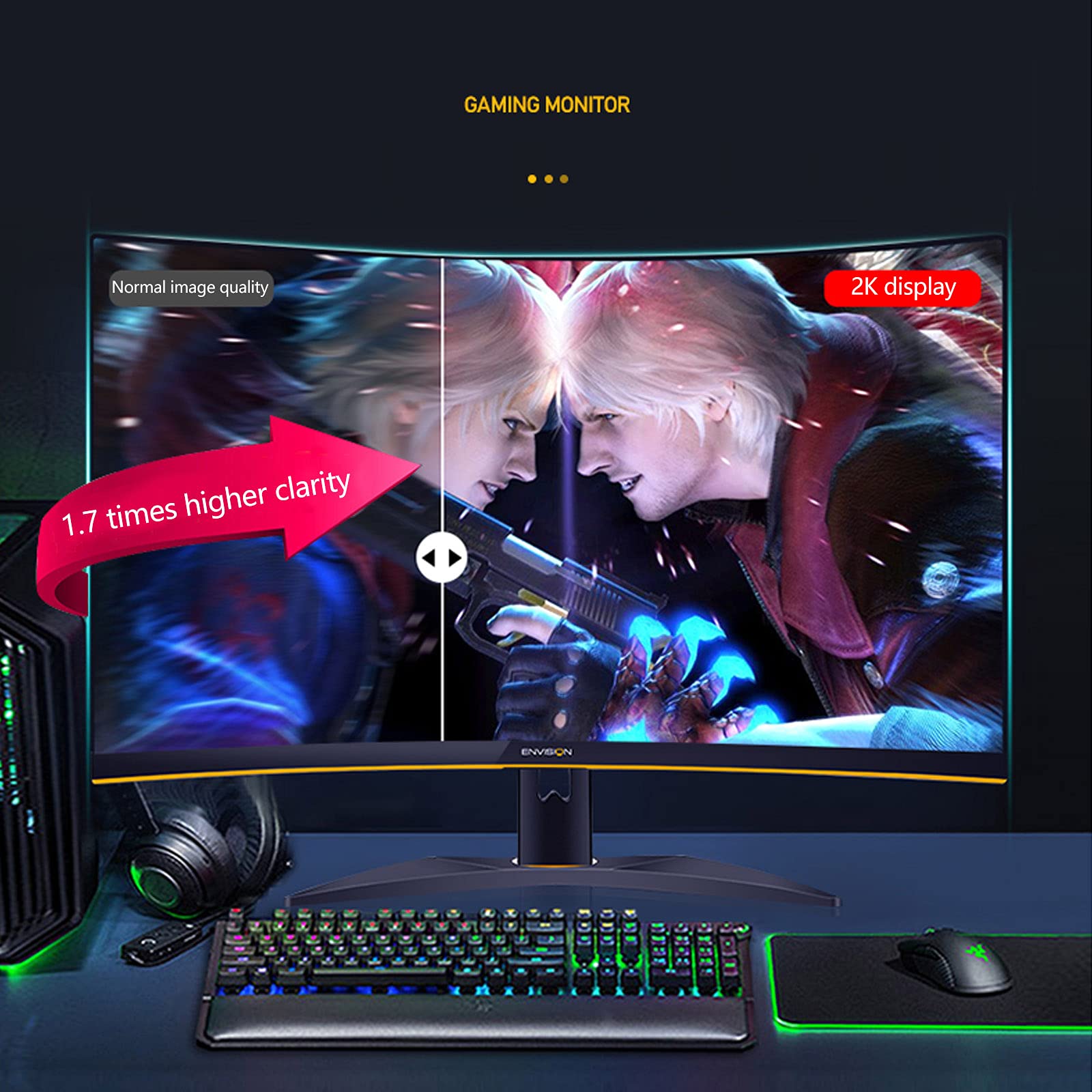 DAPAO 32 Inch UHD 2K Monitor - Ultra HD 2560x1440, 1ms - HDMI, DisplayPort